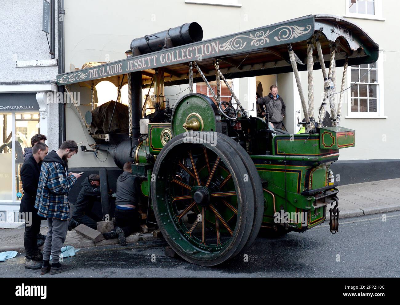 The scene in Star Lane, Dunmow, Essex, after a steam traction engine ...