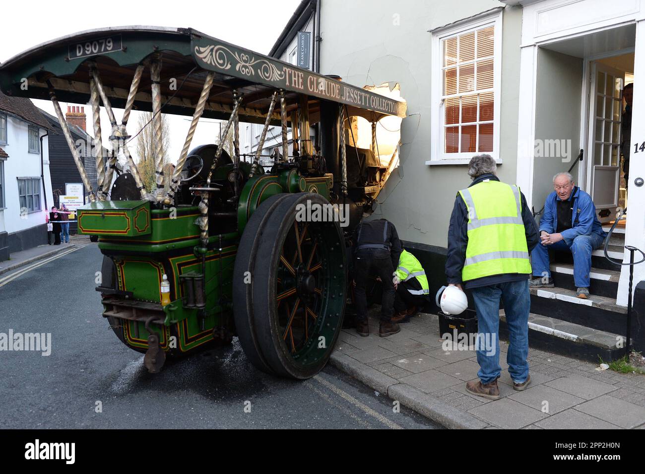 The scene in Star Lane, Dunmow, Essex, after a steam traction engine ...