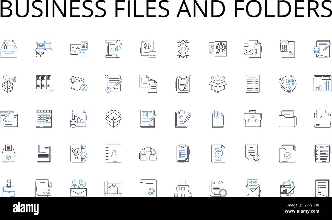 Business files and folders line icons collection. Learning, Campus ...