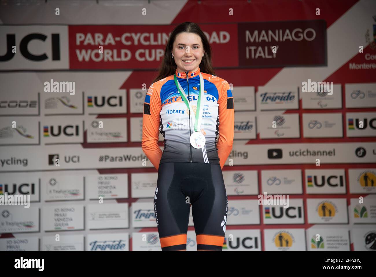 Maniago, Italy. 21st Apr 2023. Winner of the women's C5 time trial ...