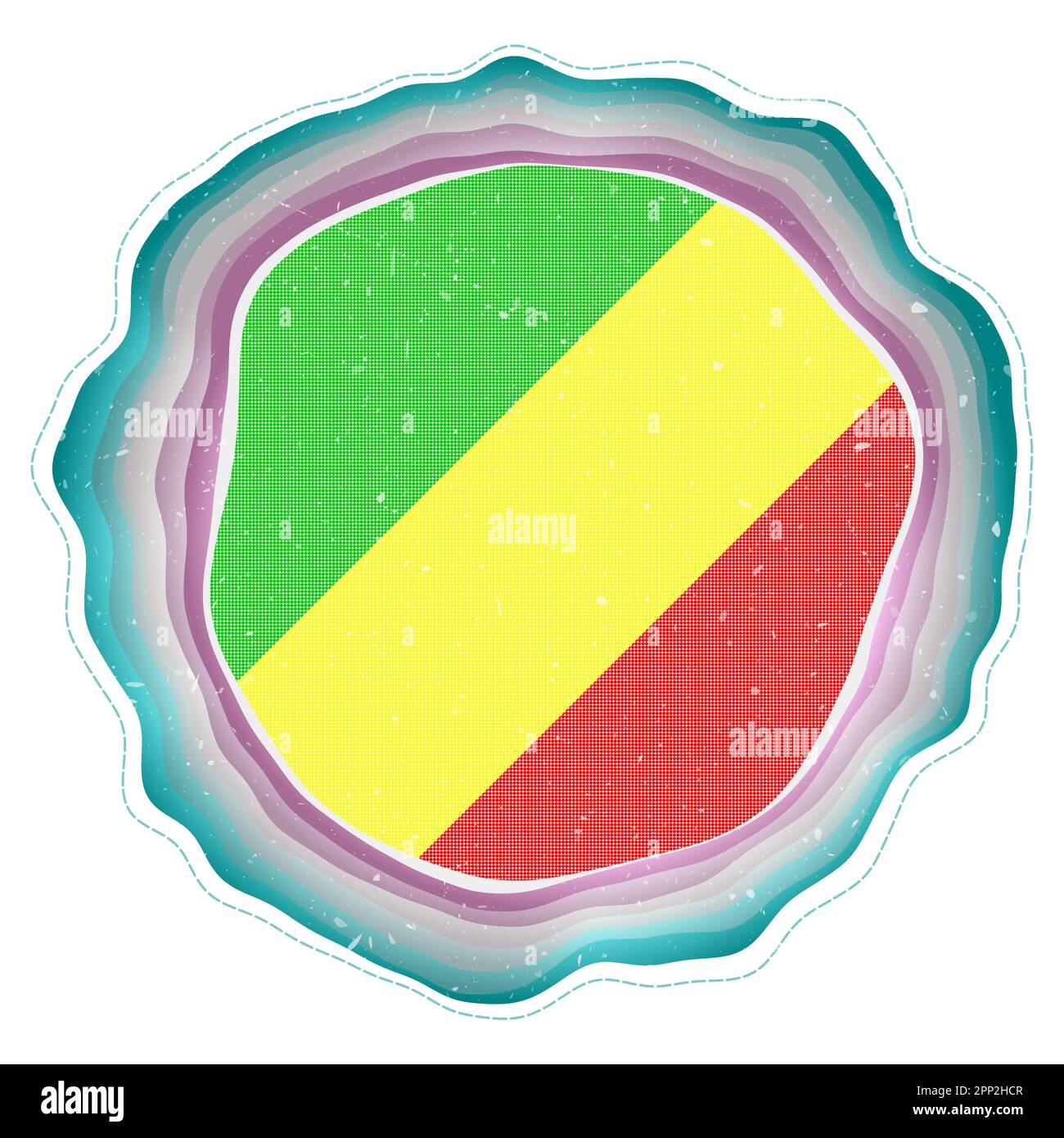 Congo flag in frame. Badge of the country. Layered circular sign around ...