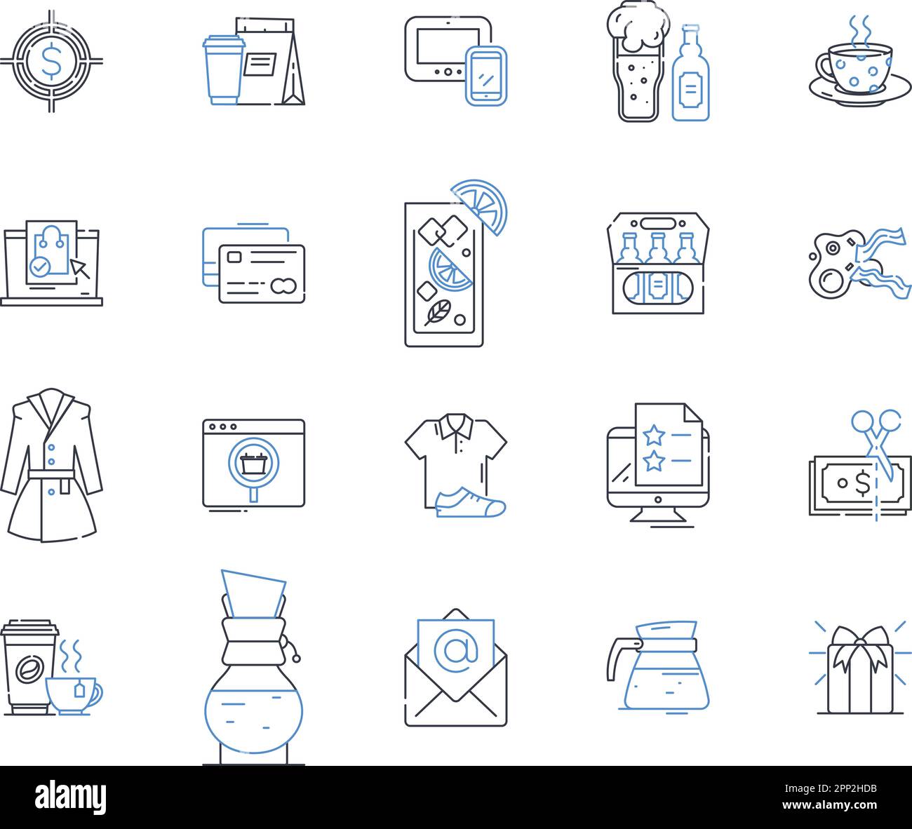 Corner store line icons collection. Convenience, Snacks, Beverages ...