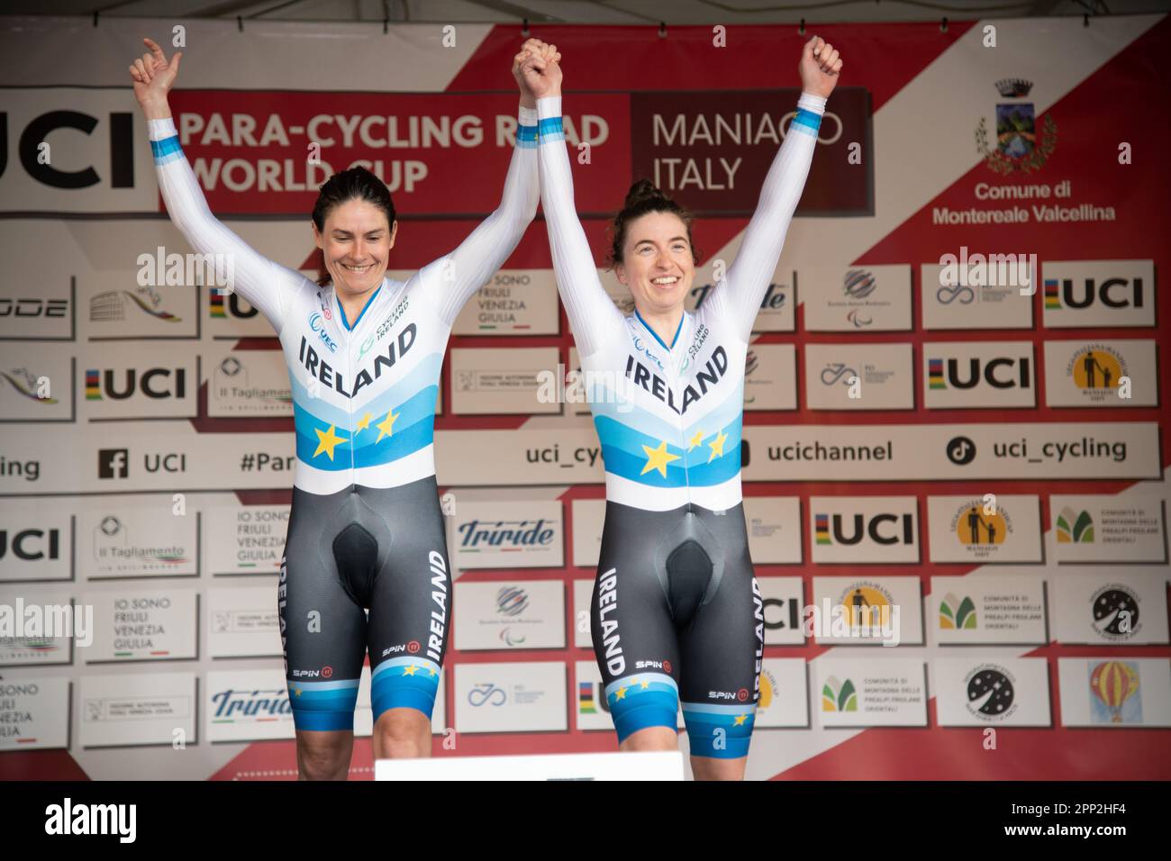 Maniago, Italy. 21st Apr 2023. Ireland's winning women's tandem of ...