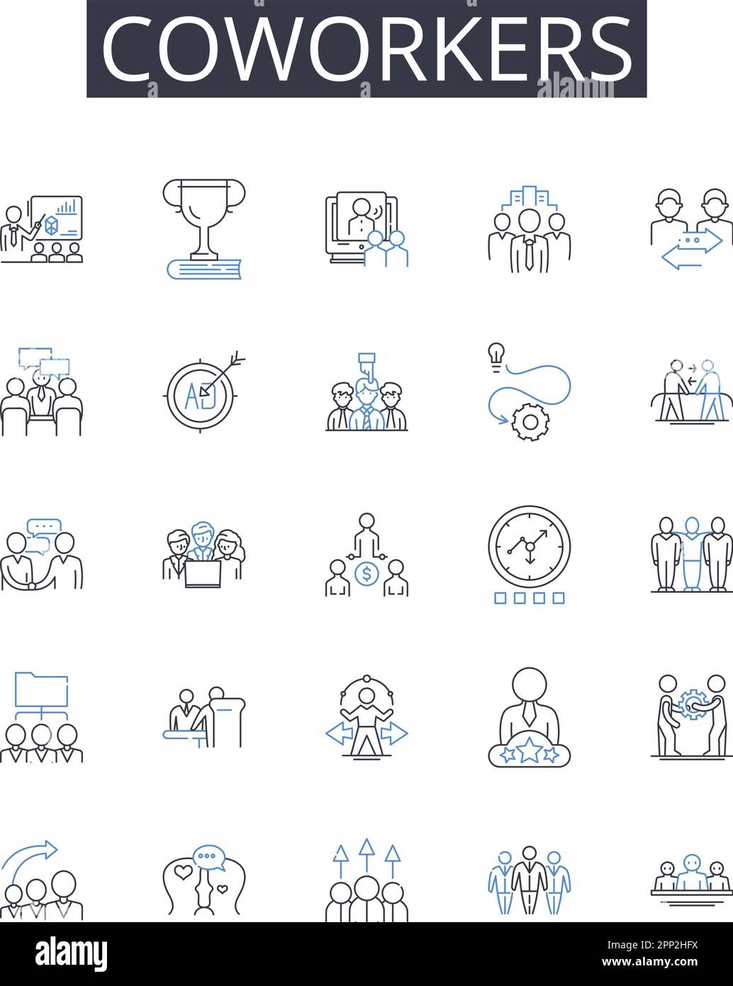 Coworkers line icons collection. Peers, Associates, Colleagues ...