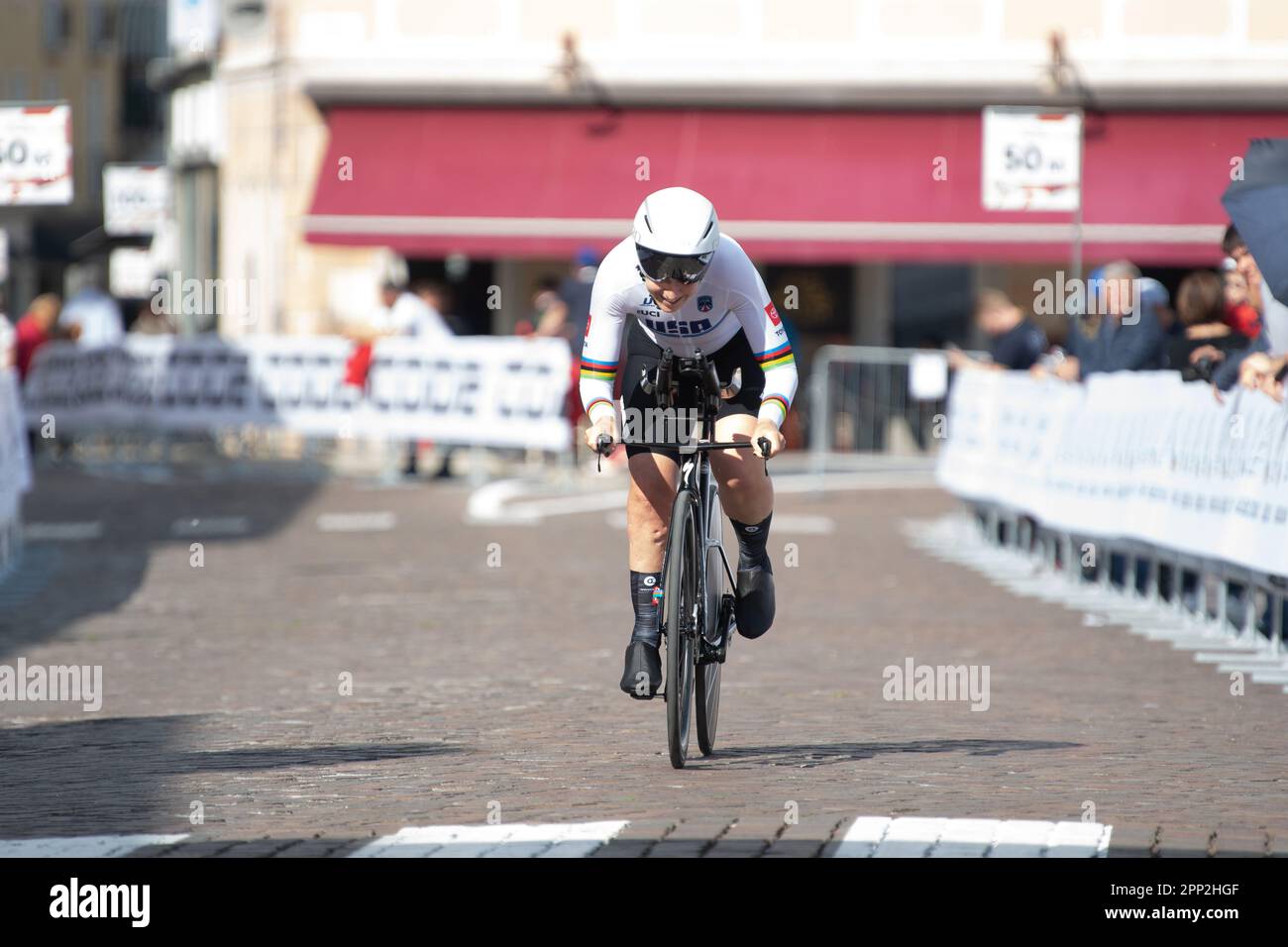 Maniago, Italy. 21st Apr 2023. Samantha Bosco of the United States wins ...