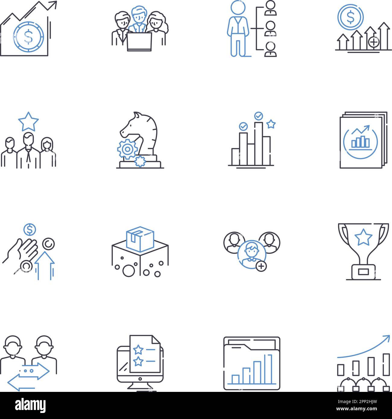 Duty completion line icons collection. Responsibility, Accountability, Commitment, Execution ...