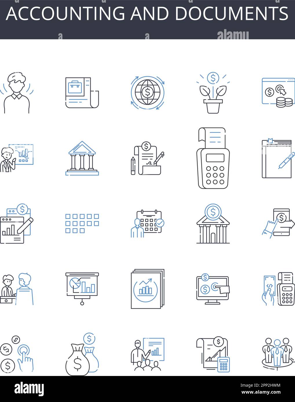 Accounting and documents line icons collection. Beekeeping, Hy ...