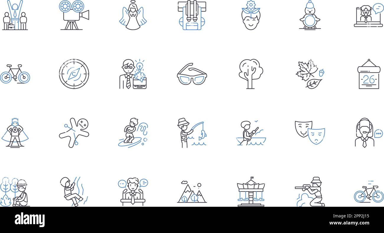 Expedition trip line icons collection. Adventure, Wilderness ...