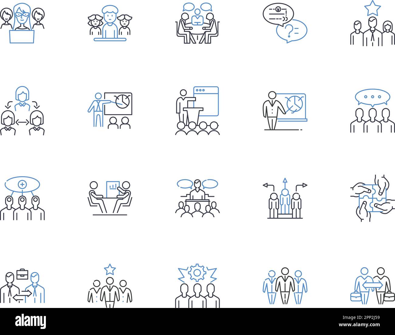 Executive briefing line icons collection. Leadership, Strategy, Communication, Decision-making ...