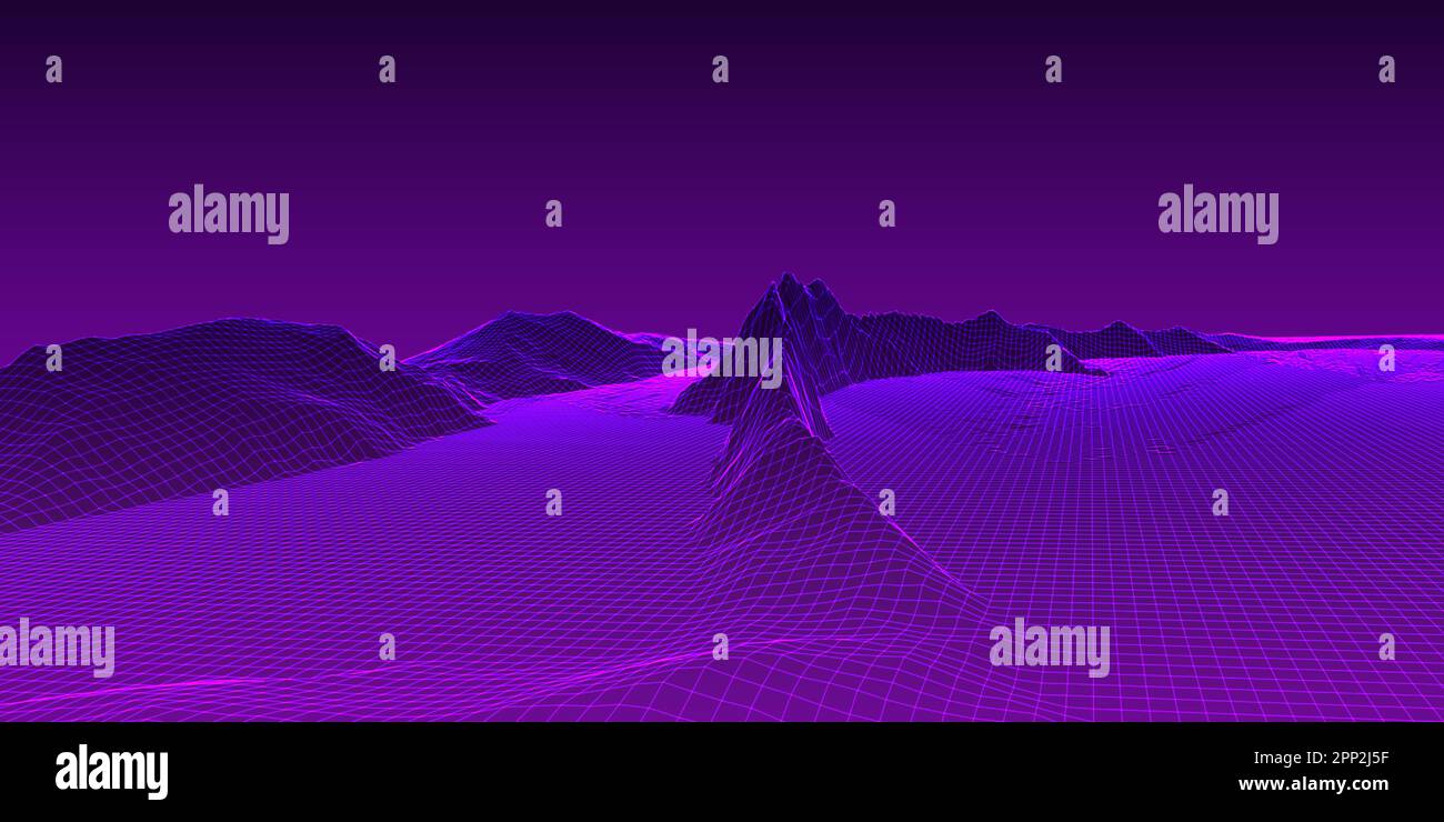 Retro styled abstract wireframe landscape banner design Stock Vector ...