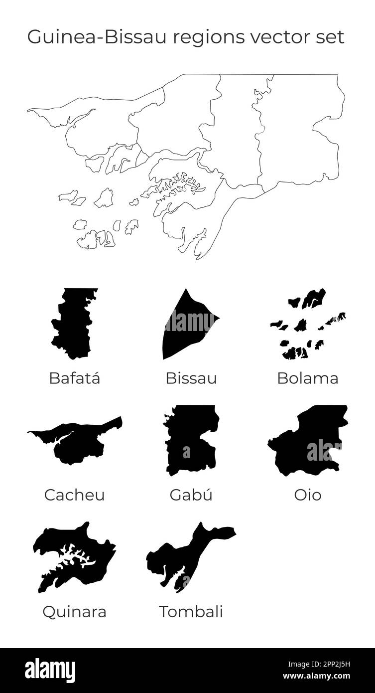 Guinea-Bissau map with shapes of regions. Blank vector map of the ...