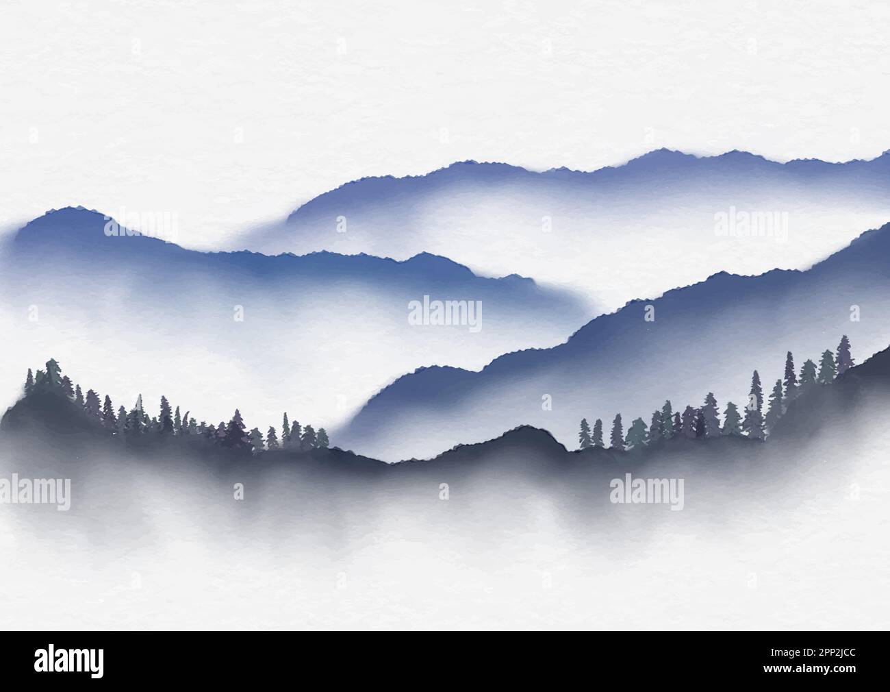 Chinese watercolour landscape Stock Vector Images - Alamy