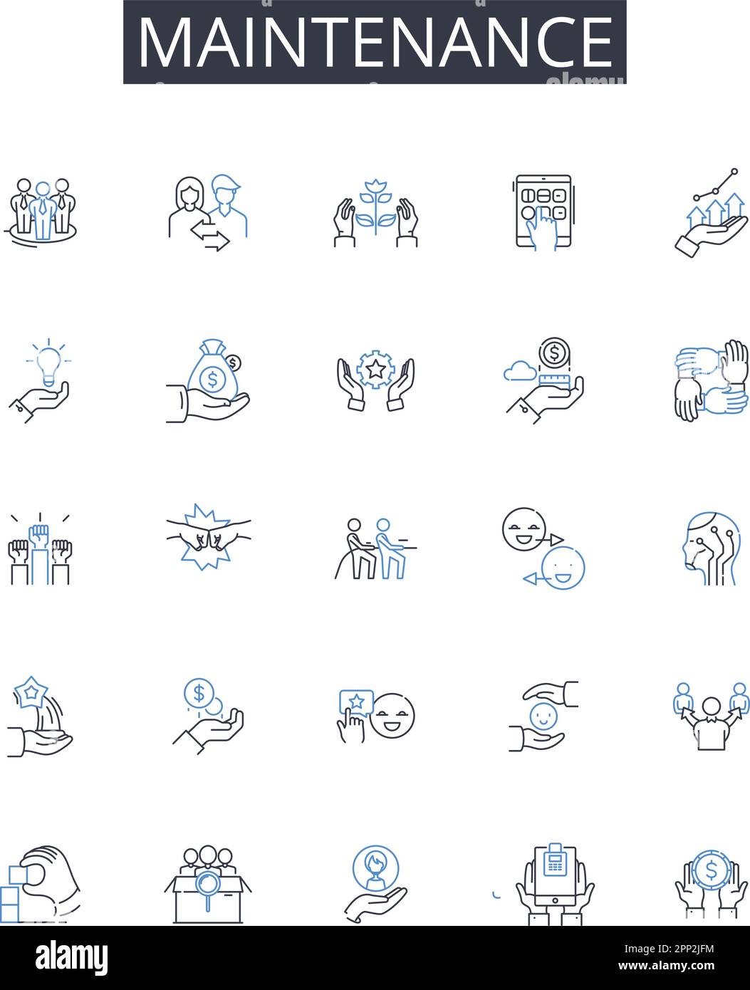 Maintenance line icons collection. Interactive, Engaging, Intelligent ...