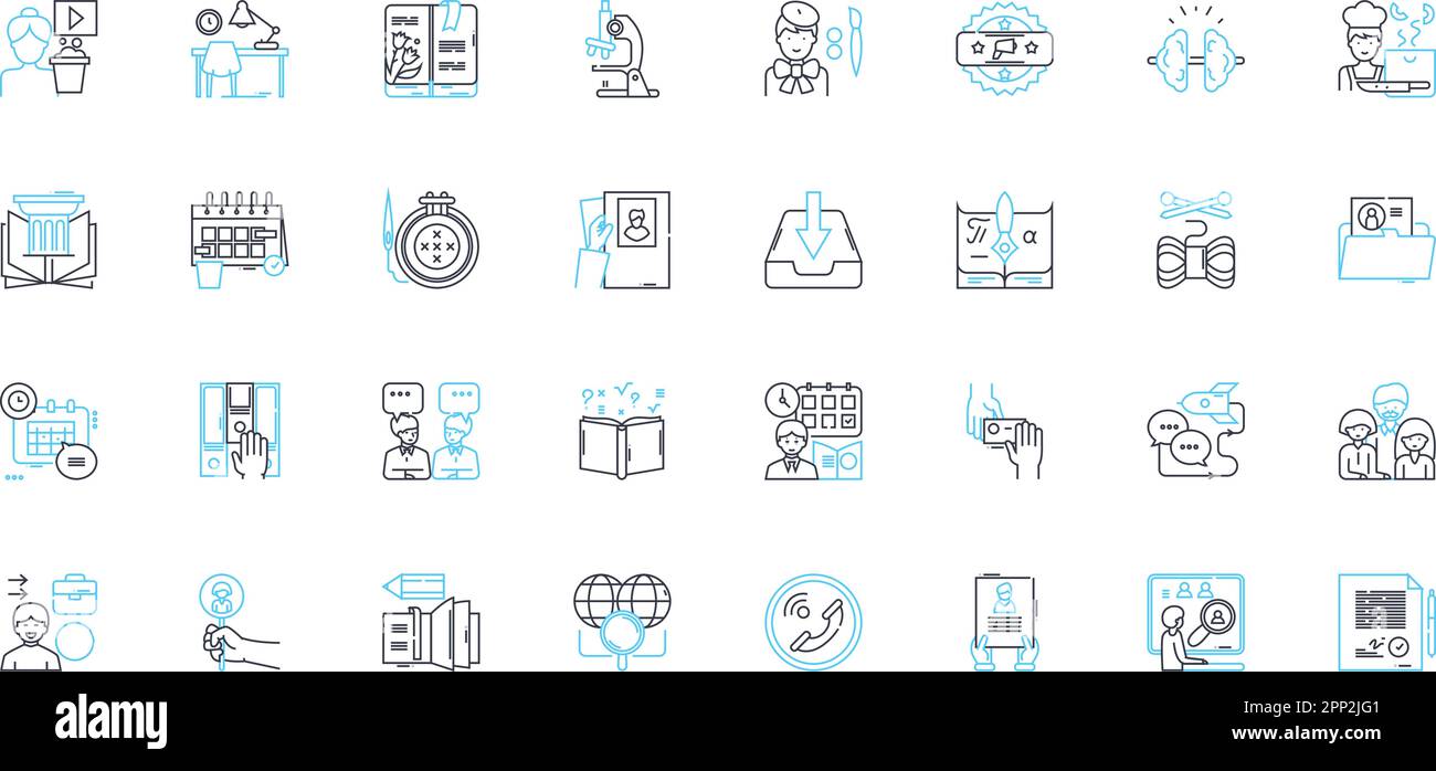 E-learning linear icons set. Digital, Online, Education, Virtual, Learning, Instruction ...