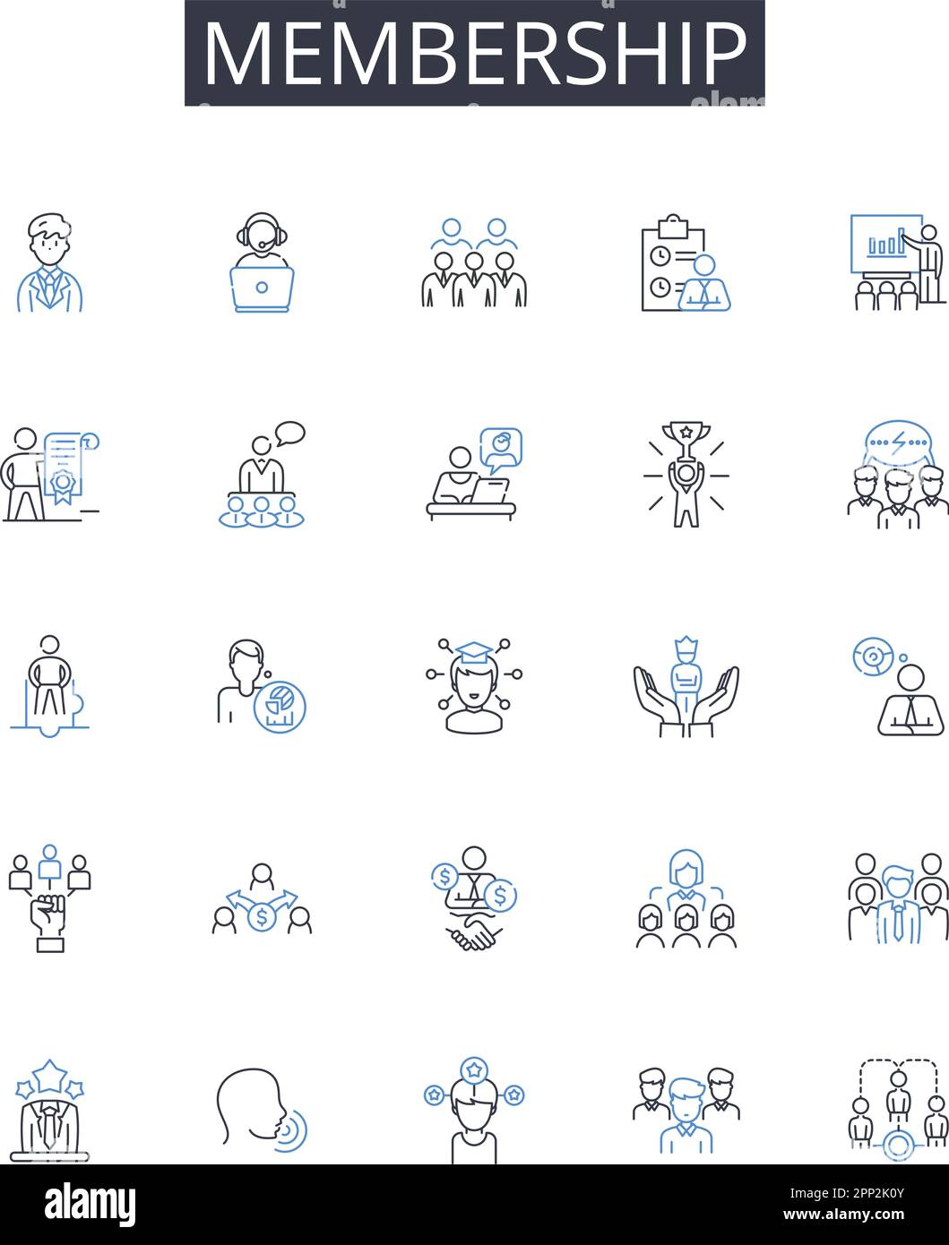 Membership line icons collection. Mastery, Expertise, Aptitude, Skill ...