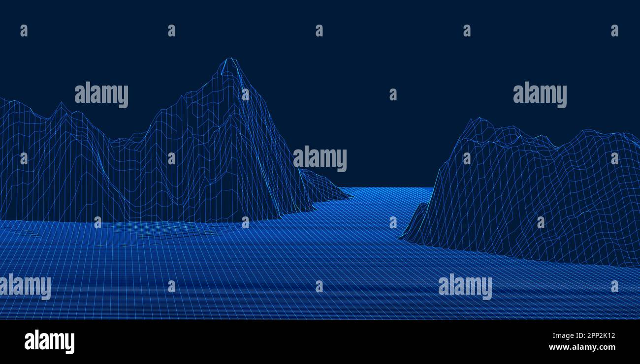 Abstract banner with a wireframe landscape design Stock Vector Image ...