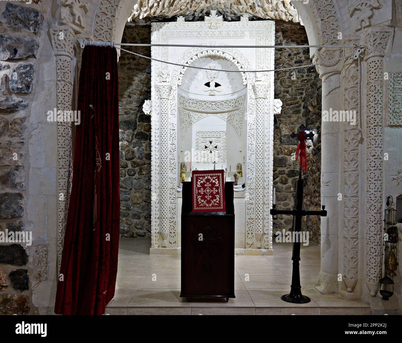 View of the altar section of the the Virgin Mary Church in the Idil ...
