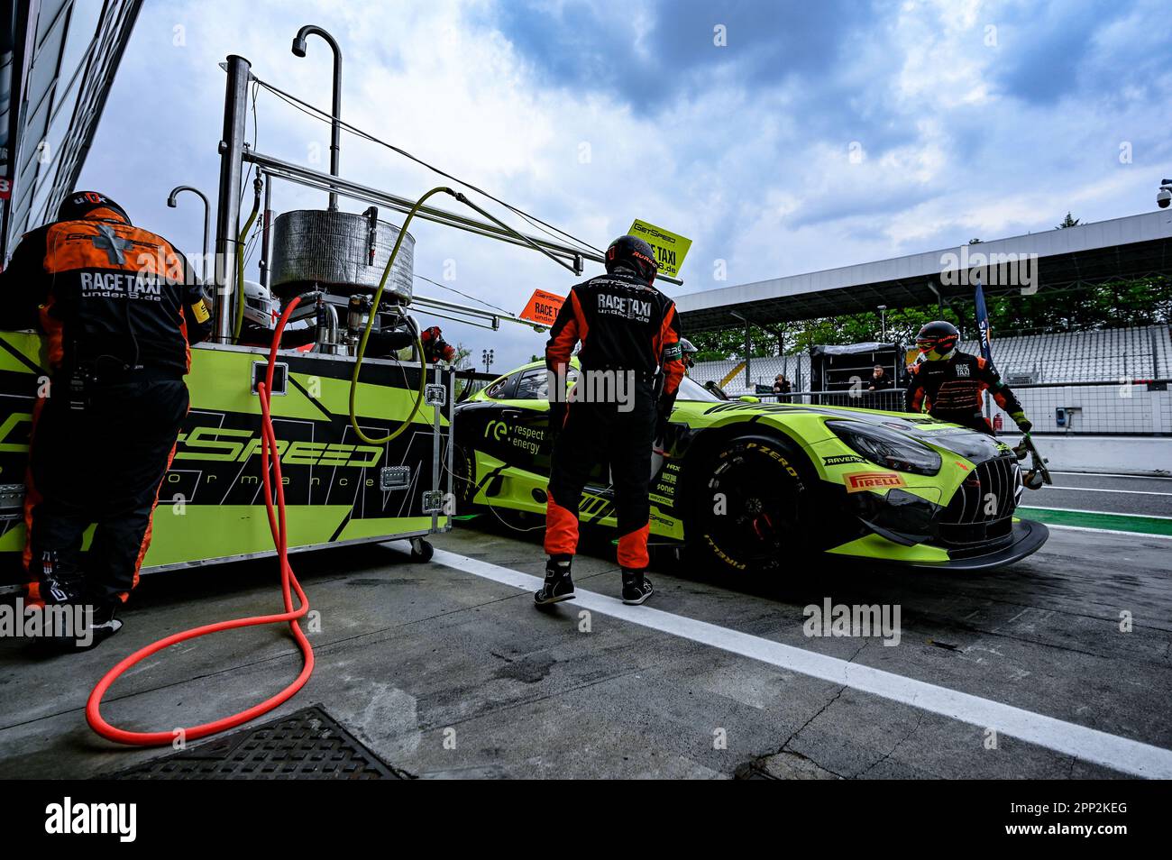 Monza, Italy. 21st Apr, 2023. Pit lane, Team GetSpeed, Mercedes-AMG GT3 ...