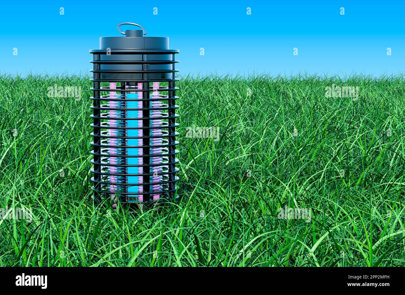 Lamp mosquito electric insect killer, lantern on the green grass ...