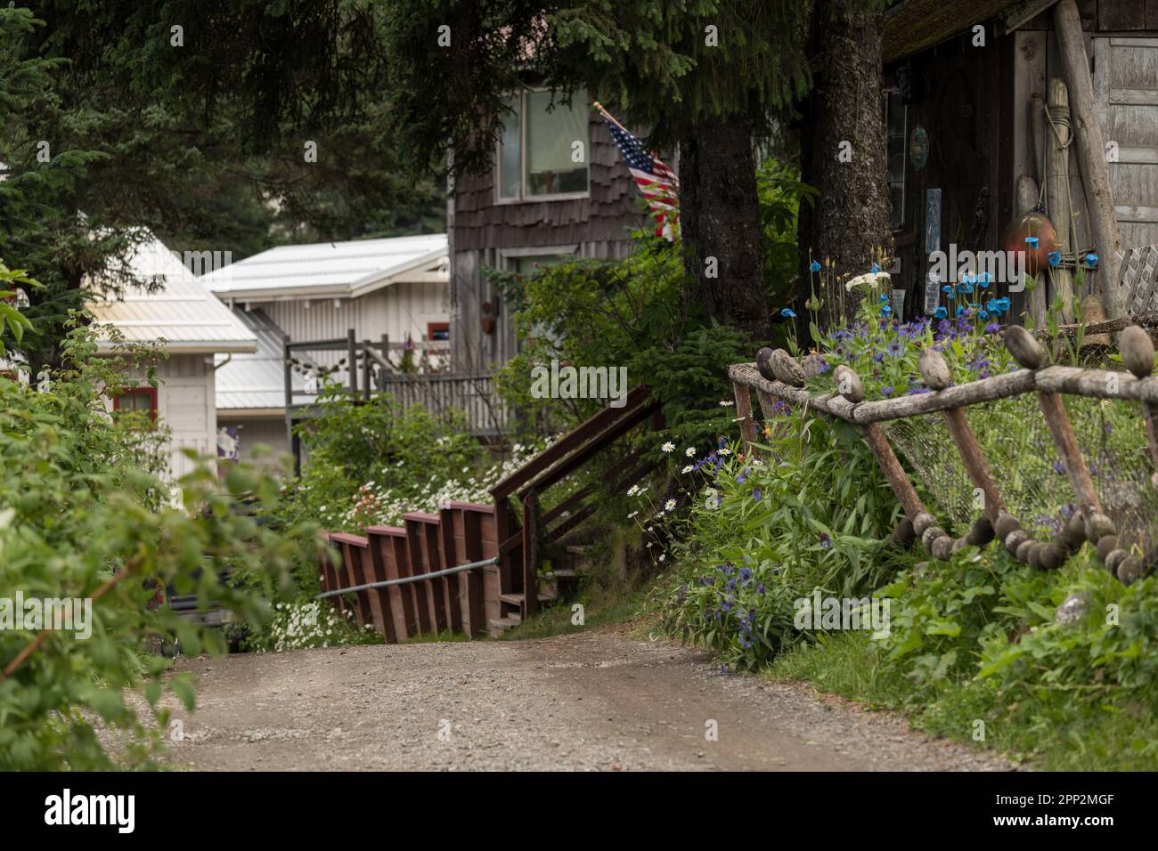 A dirt road leading to the historic boardwalk area in the remote hamlet ...