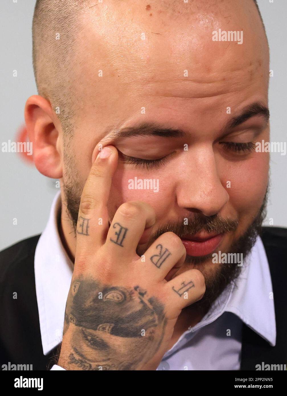 Luca Brecel post match interview during day seven of the Cazoo World ...