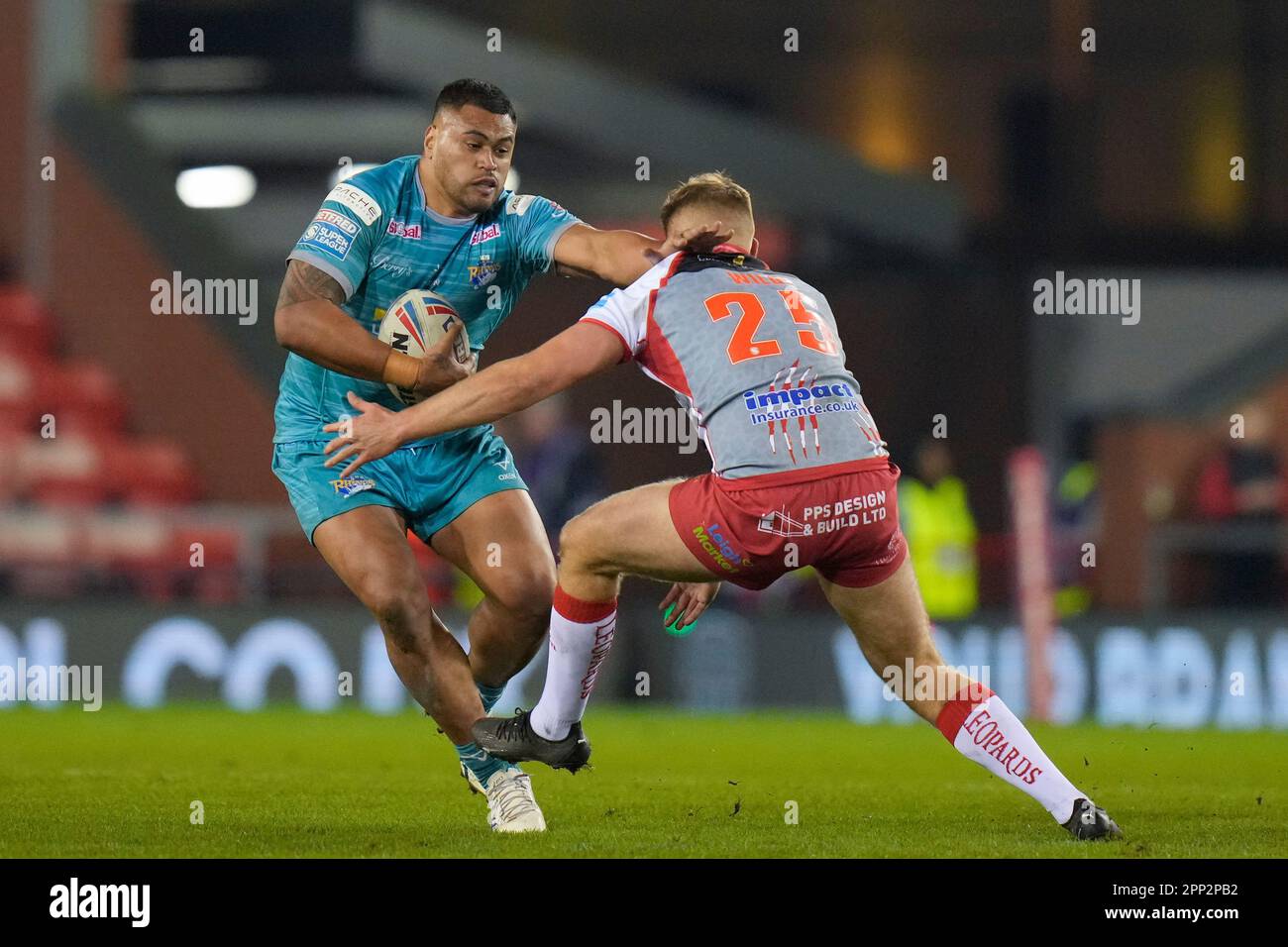 Leigh, UK. 21st Apr, 2023. Sam Lisone #15 of Leeds Rhinos during the ...