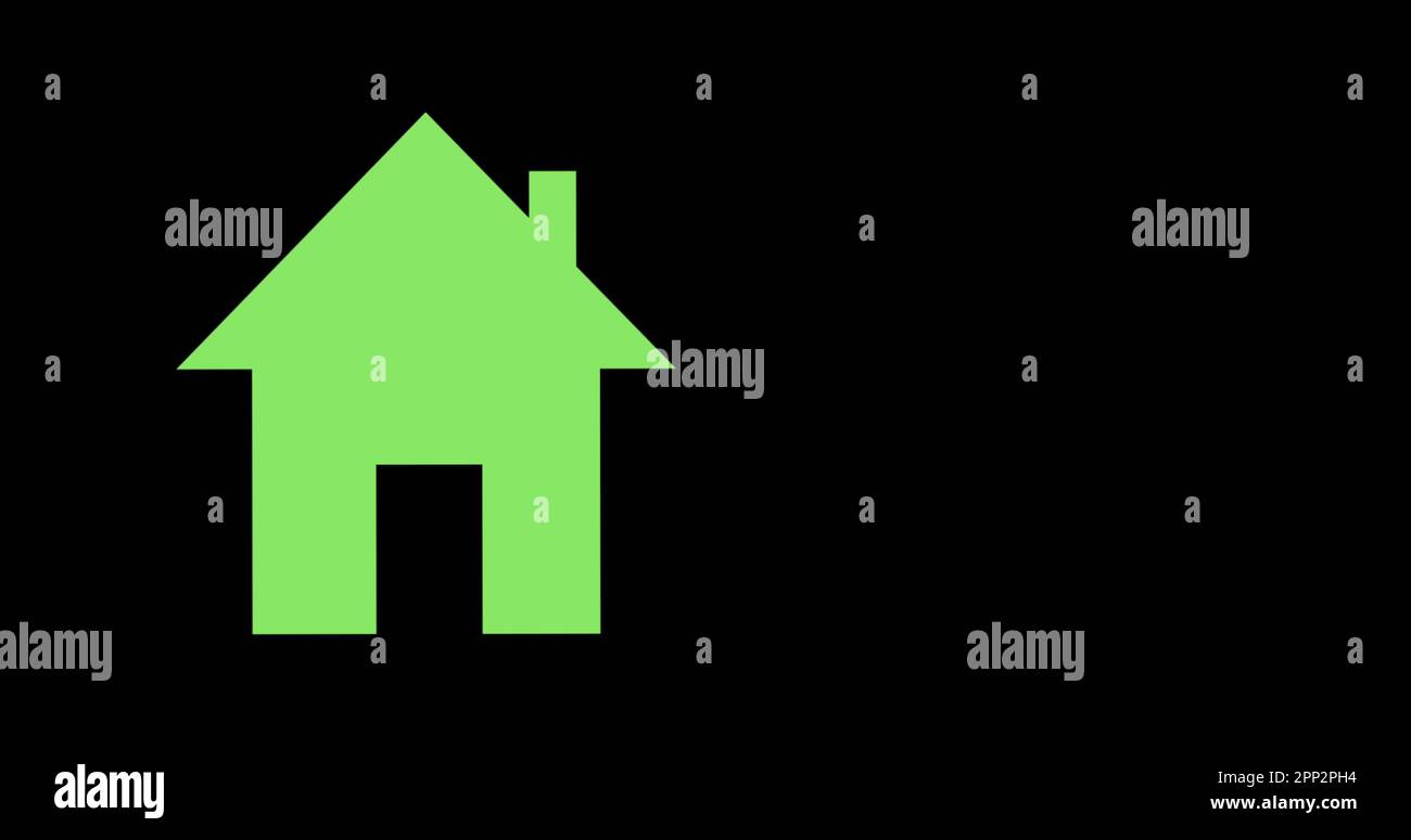 Composition of house icon on black background with copy space Stock ...