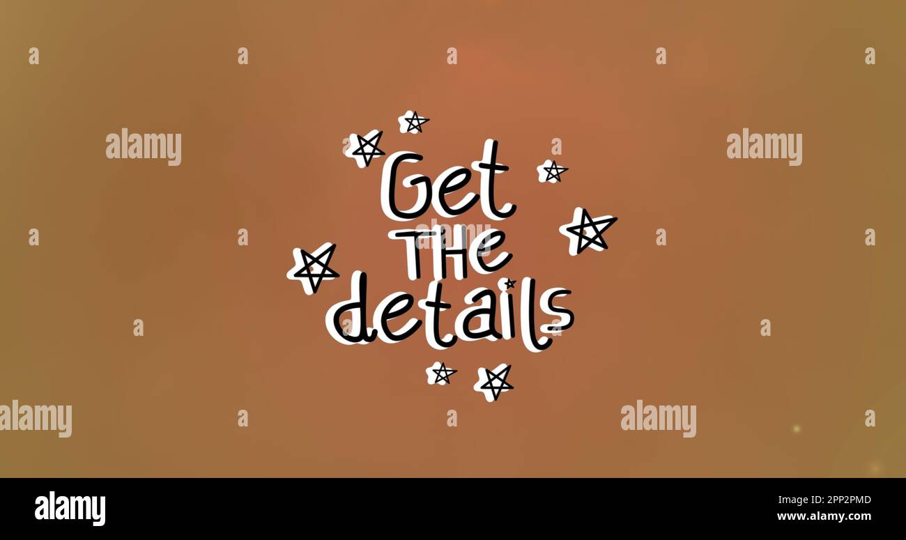 Composition of get the details text on orange background Stock Photo ...