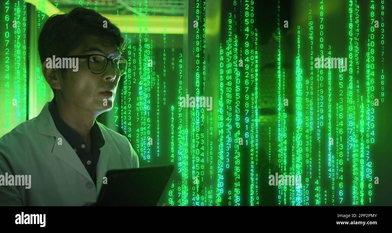 Businessman tablet server room hi-res stock photography and images - Alamy