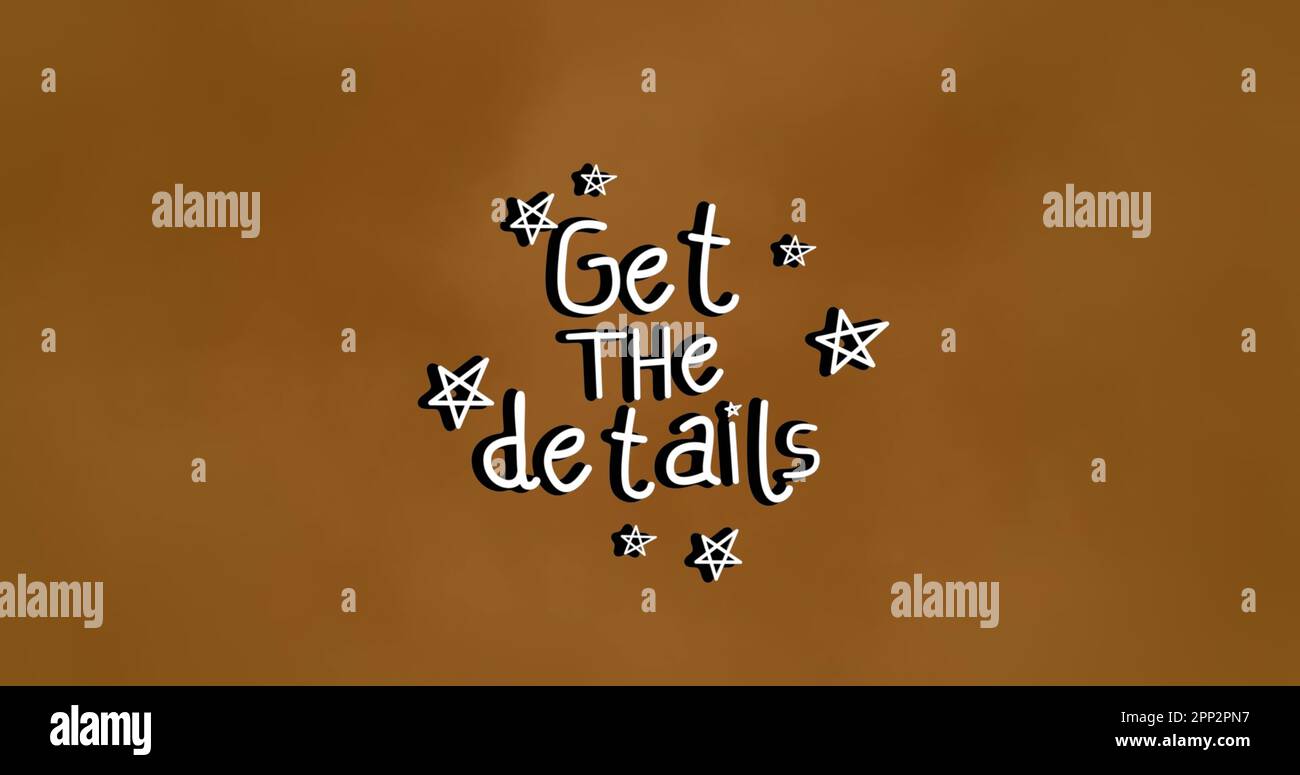 Composition of get the details text on orange background Stock Photo ...