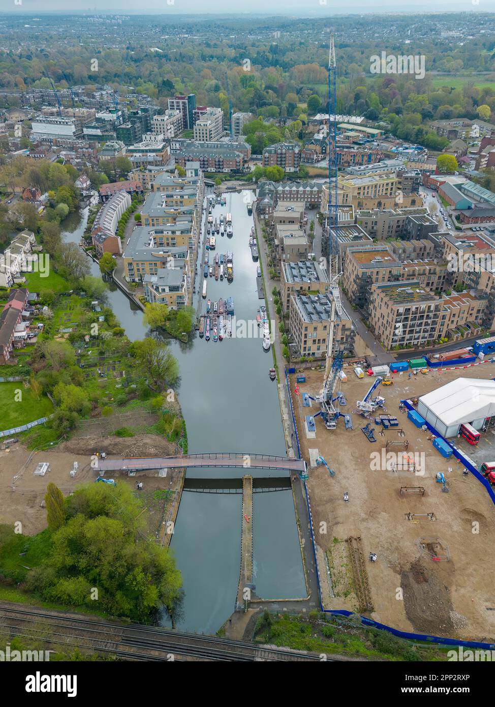 High level view of New bridge and crane Stock Photo - Alamy