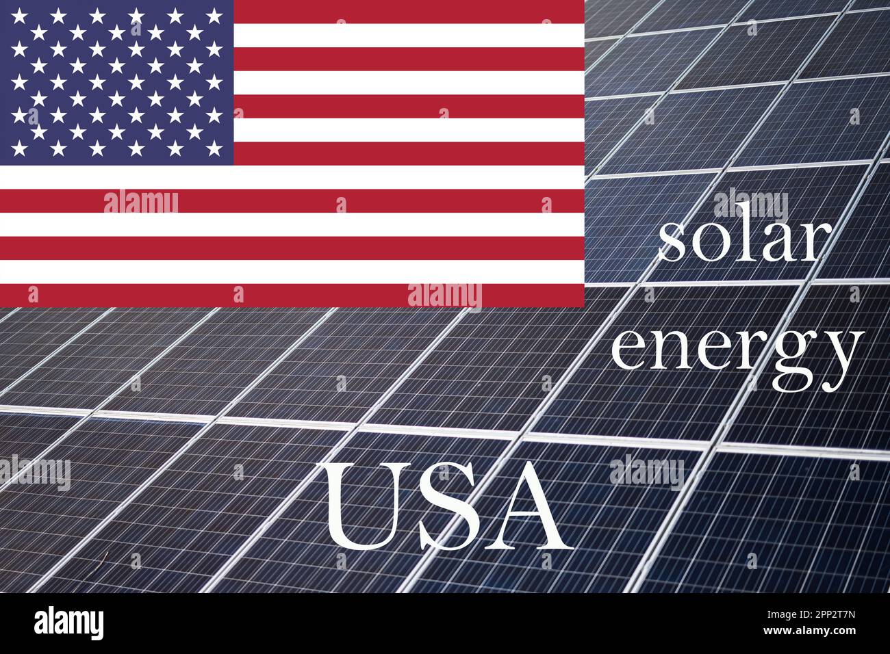 Solar energy panels with USA flag background. Sustainable resources and ...