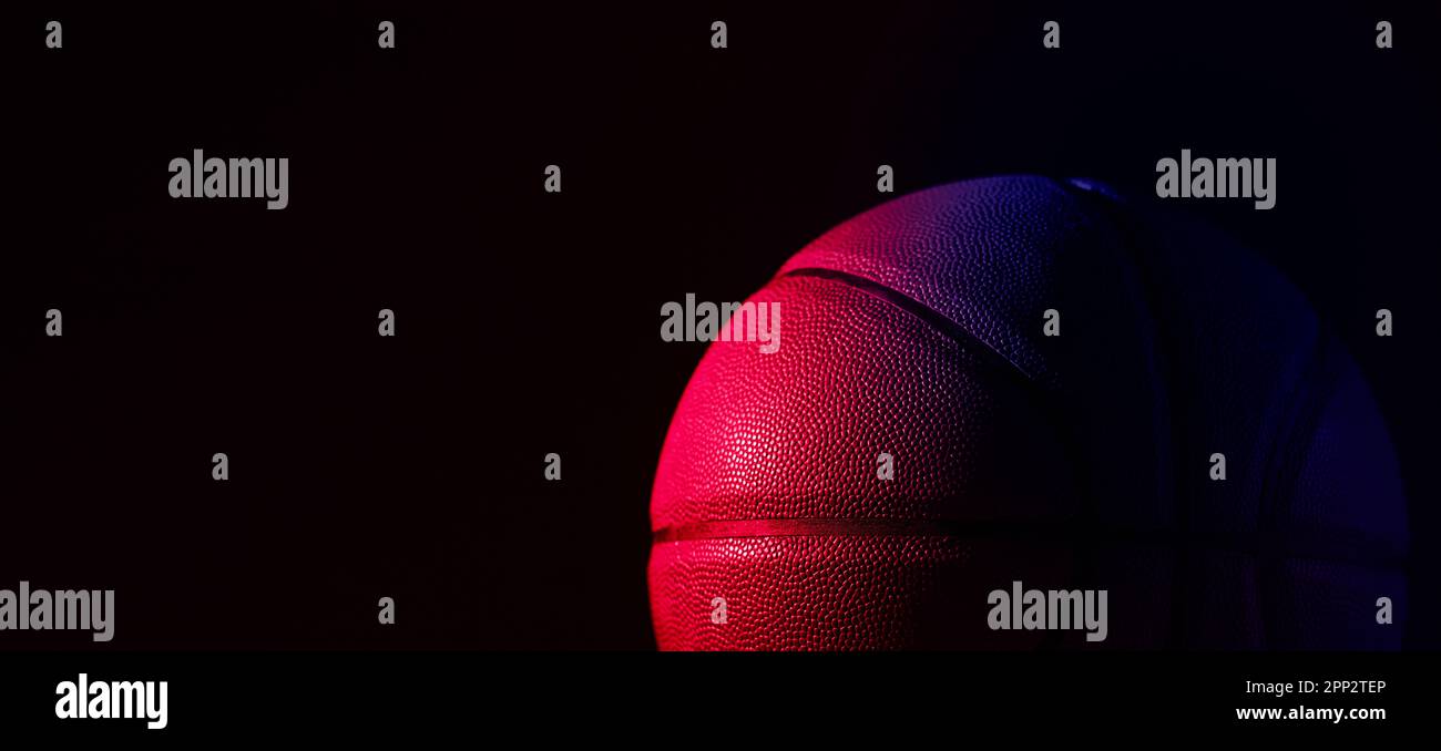 Closeup detail of basketball ball texture background. Horizontal sport ...