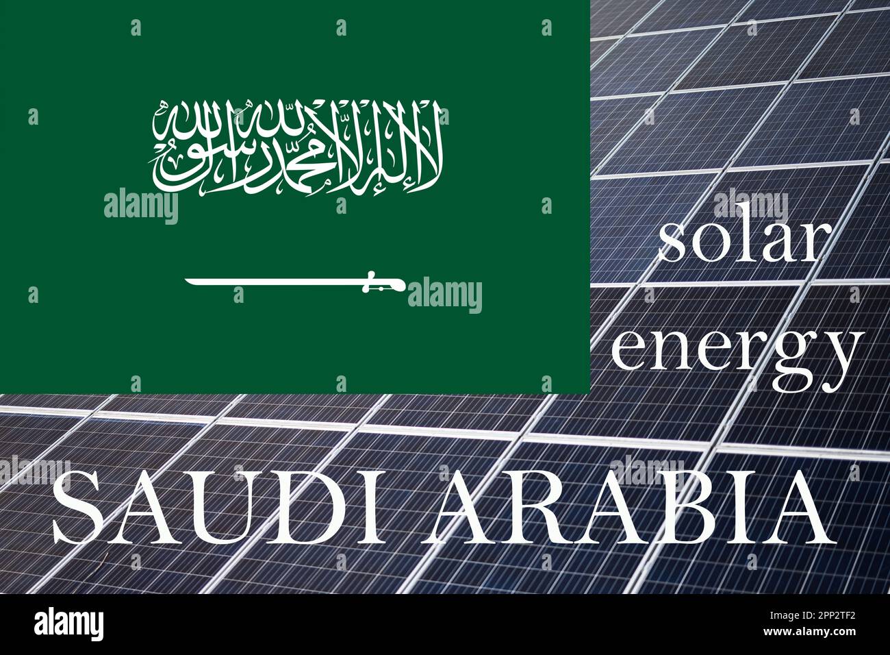 Solar energy panels with Saudi Arabia flag background. Sustainable ...