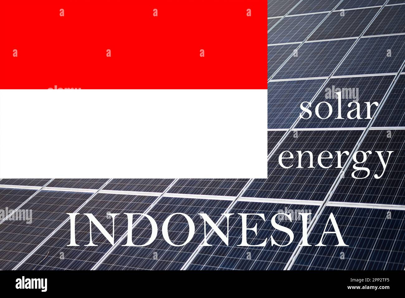 Solar energy panels with Indonesia flag background. Sustainable ...