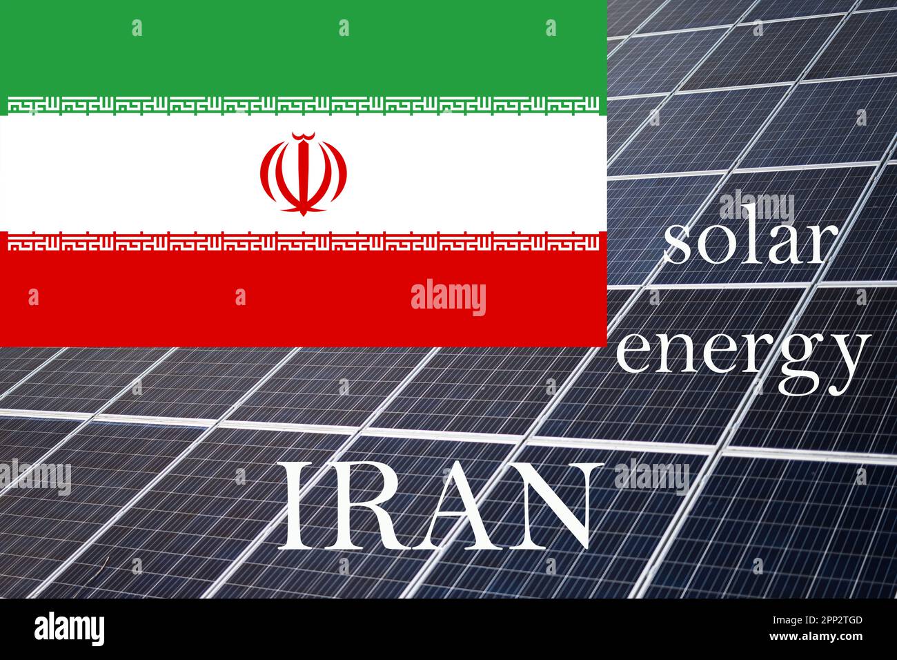 Solar energy panels with Iran flag background. Sustainable resources and renewable iranian ...
