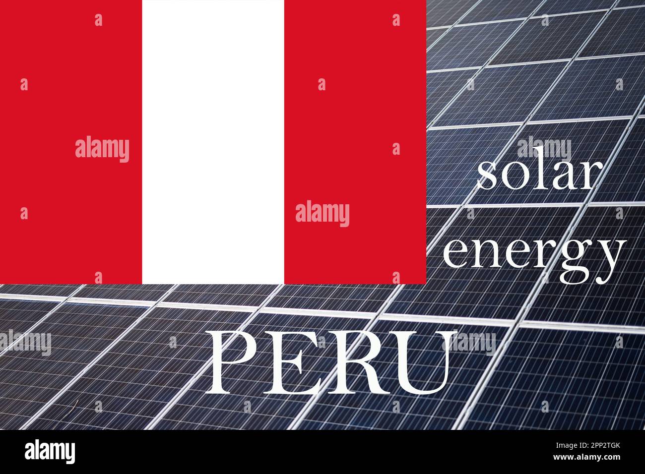 Solar energy panels with Peru flag background. Sustainable resources ...