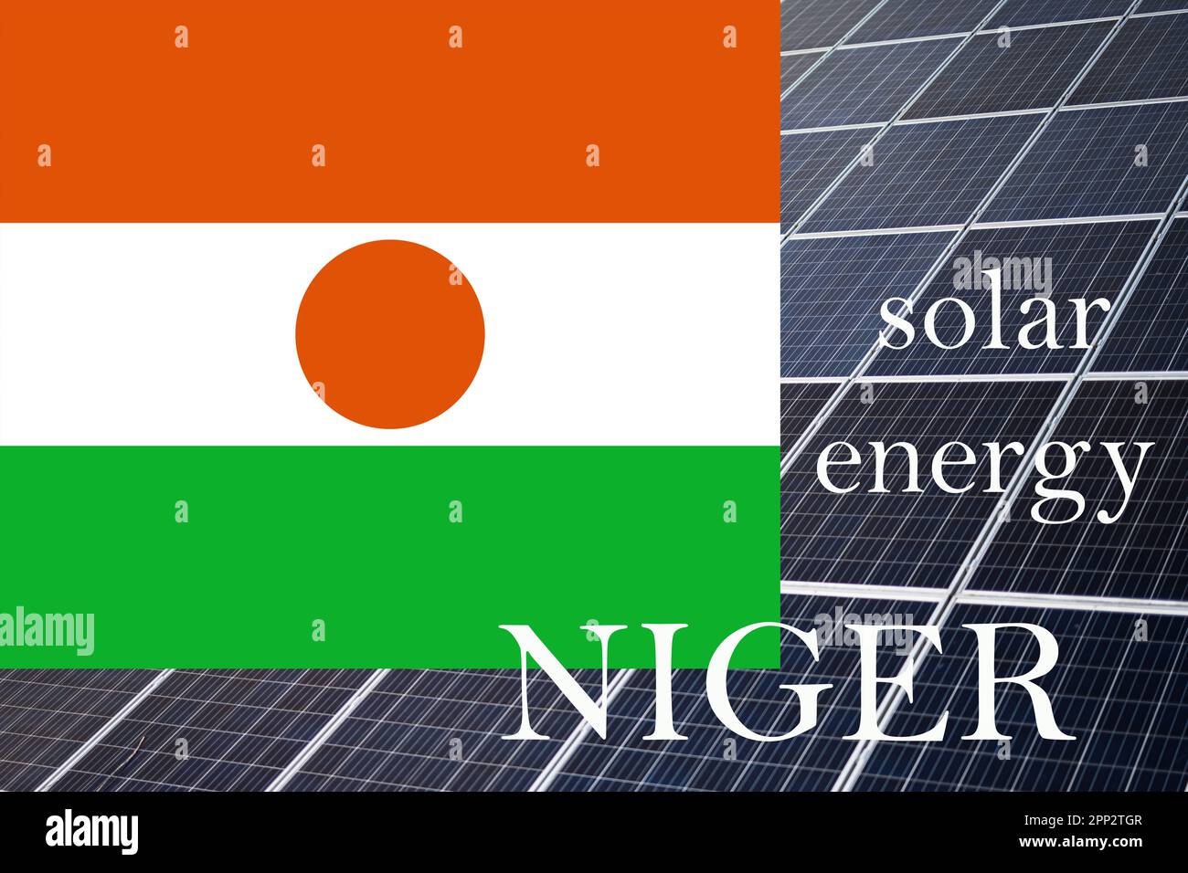 Solar energy panels with Niger flag background. Sustainable resources ...