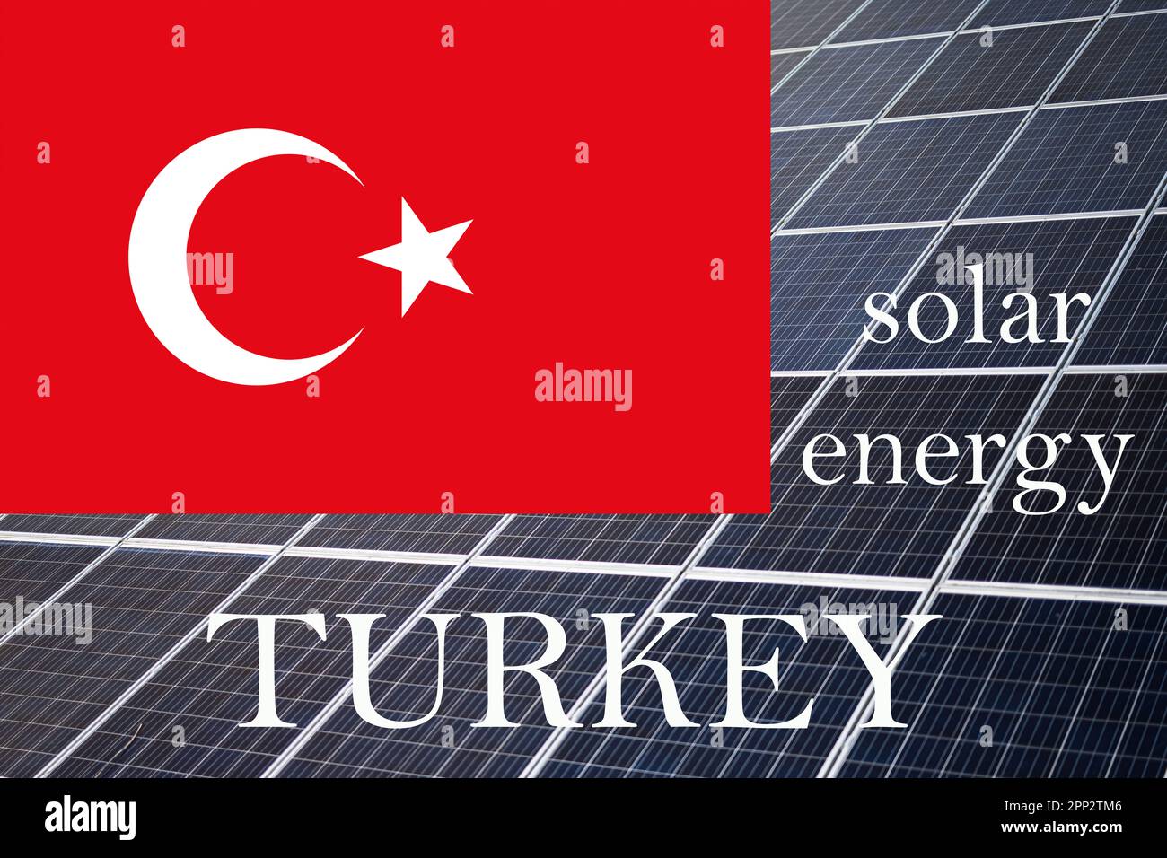 Solar energy panels with Turkey flag background. Sustainable resources ...