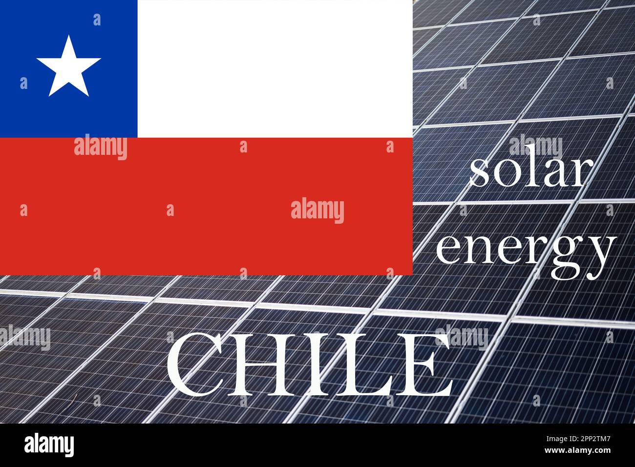 Solar energy panels with Chile flag background. Sustainable resources and renewable chilean ...