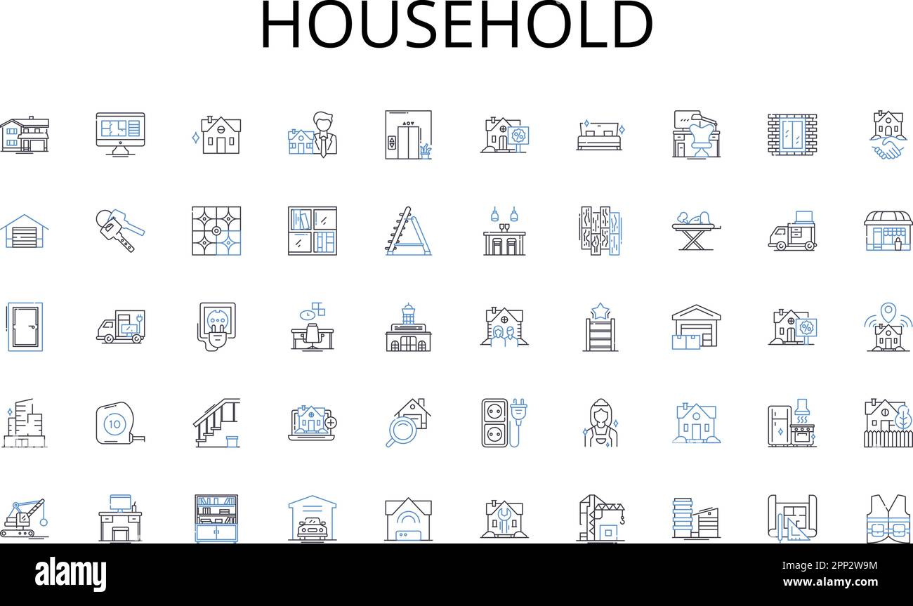 Household line icons collection. Nerks, Platforms, Sharing, Connections ...