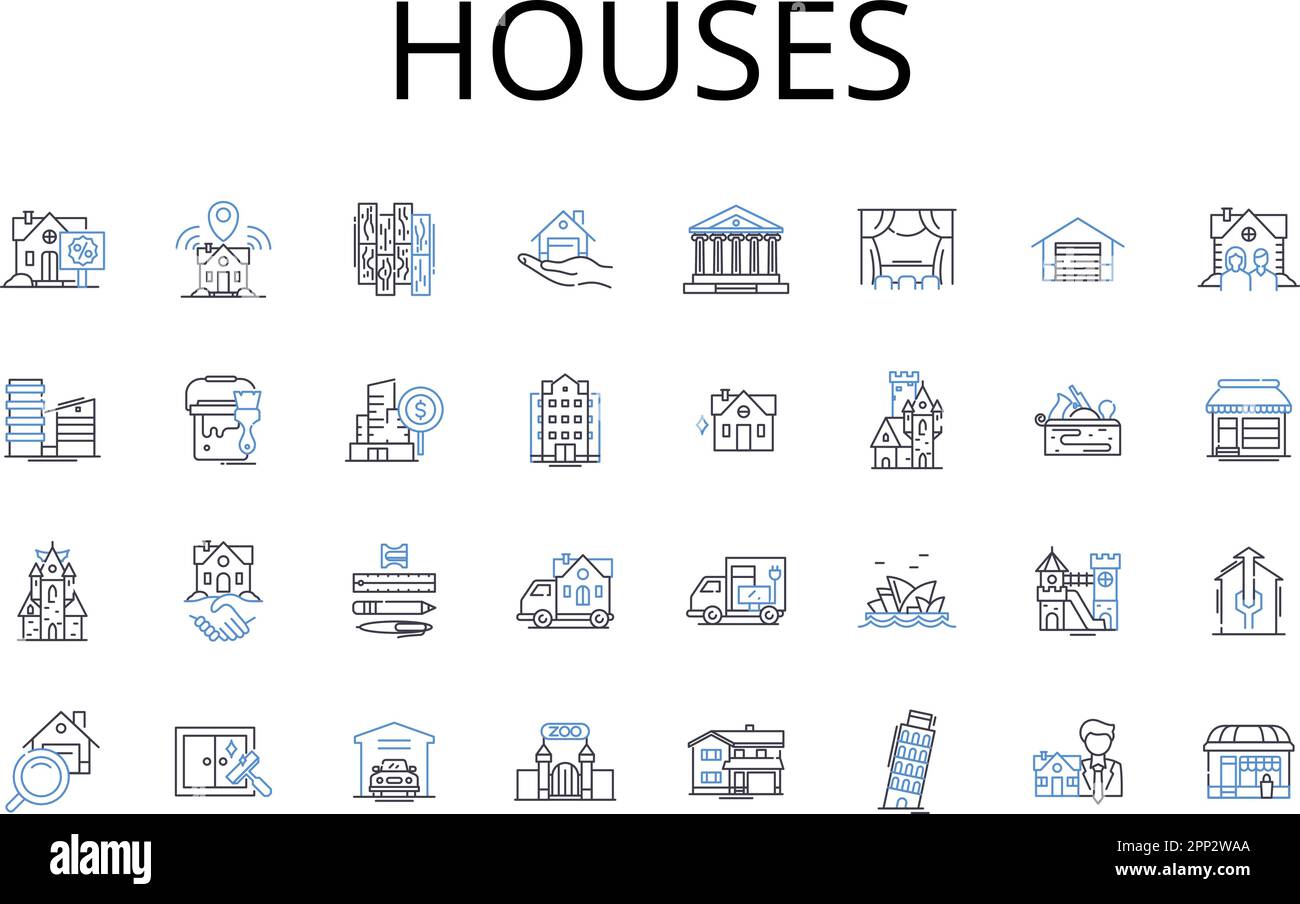 Houses line icons collection. Residences, Dwellings, Abodes, Homesteads ...