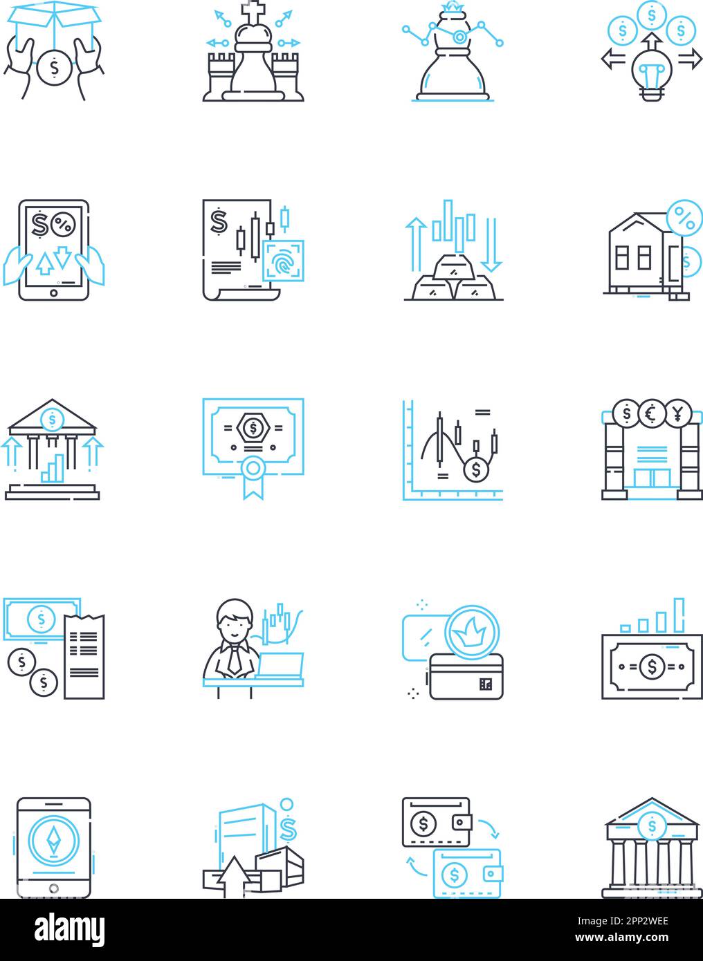 portfolios linear icons set. Showcases, Compositions, Arrangements, Profiles, Galleries ...