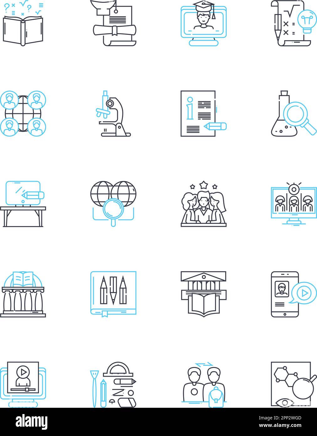 Continuing Education linear icons set. Development, Progression ...