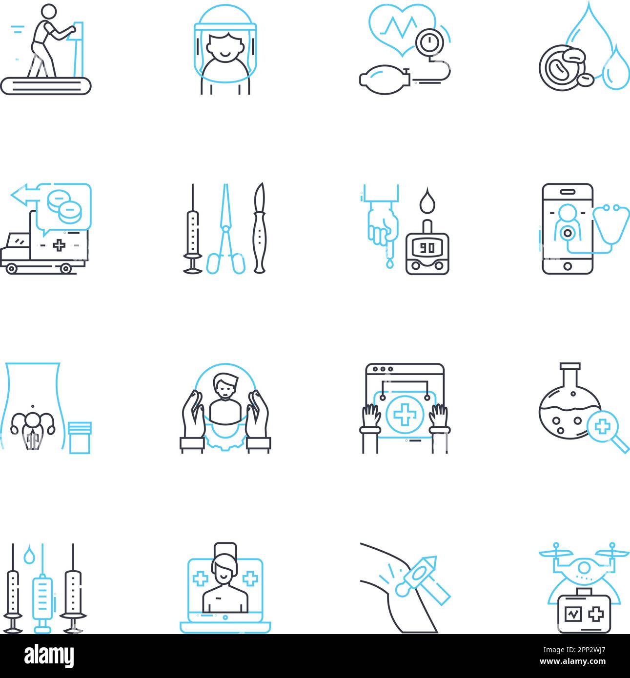 Healthcare provider linear icons set. Doctor, Nurse, Hospital, Clinic ...