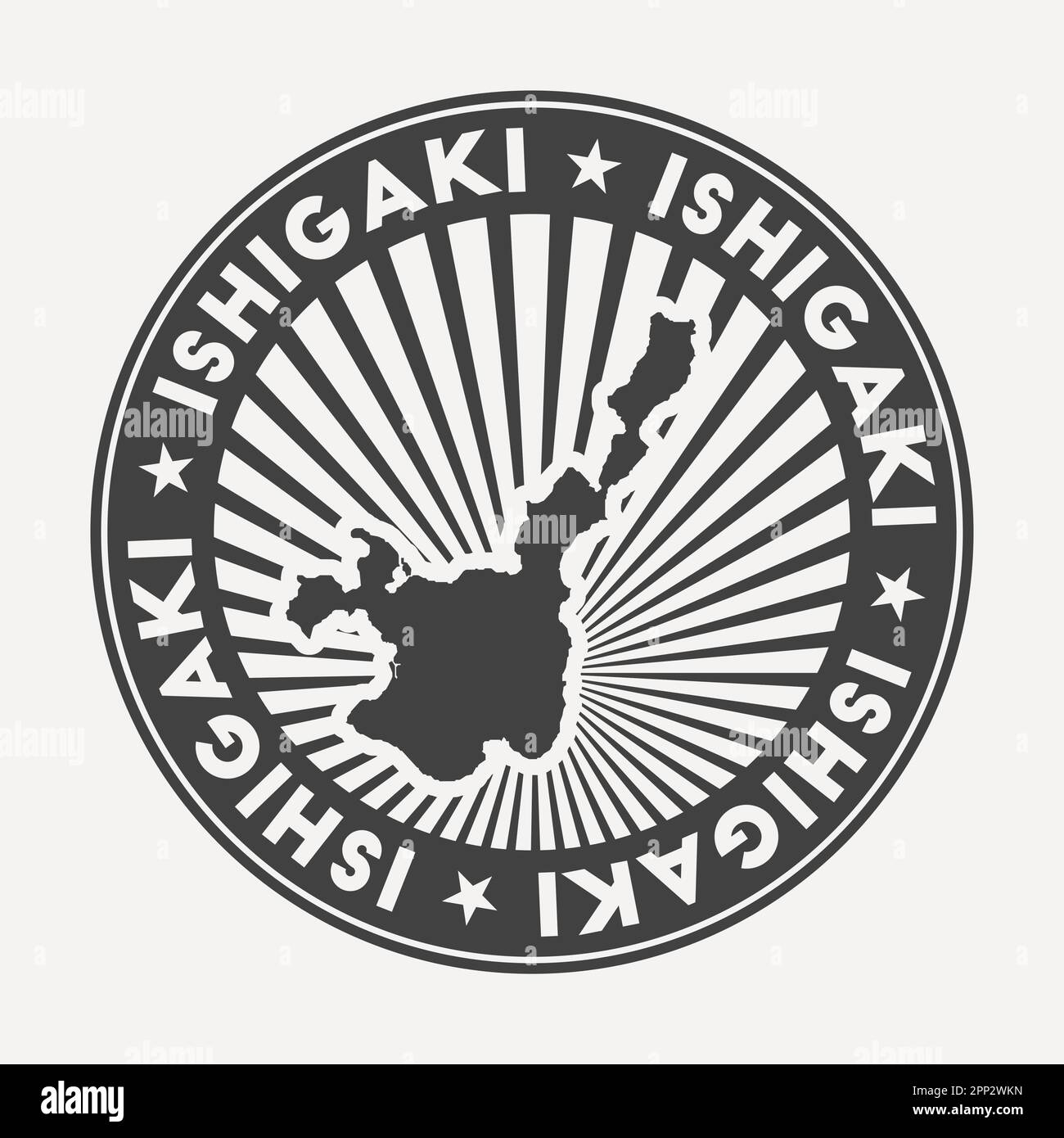 Ishigaki round logo. Vintage travel badge with the circular name and ...