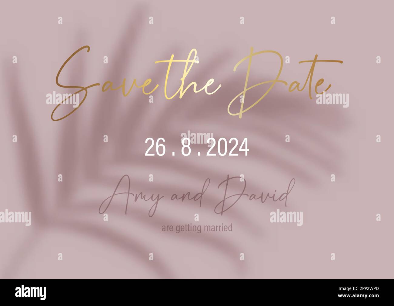 Minimal save the date invitation design with fern shadow overlay Stock ...