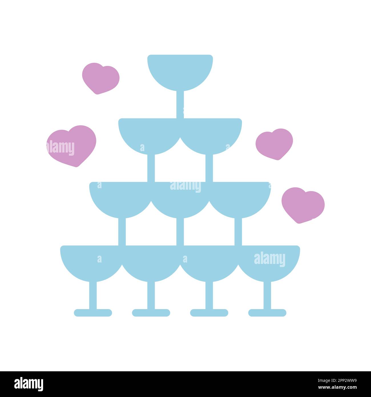 Wedding pyramid from glasses isolated glyph icon. Vector illustration ...