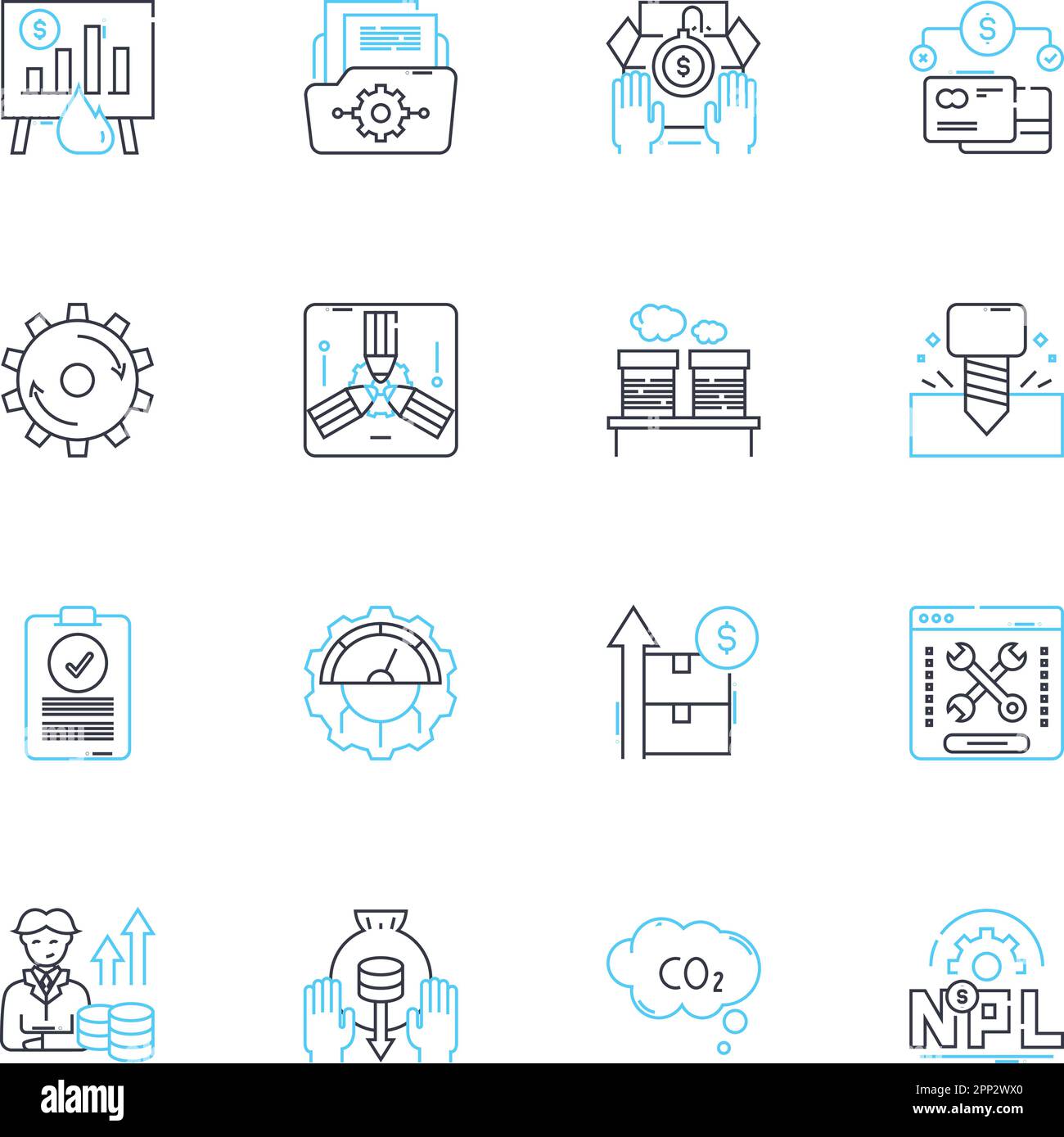 Market improvement linear icons set. Expansion, Upturn, Advancement ...