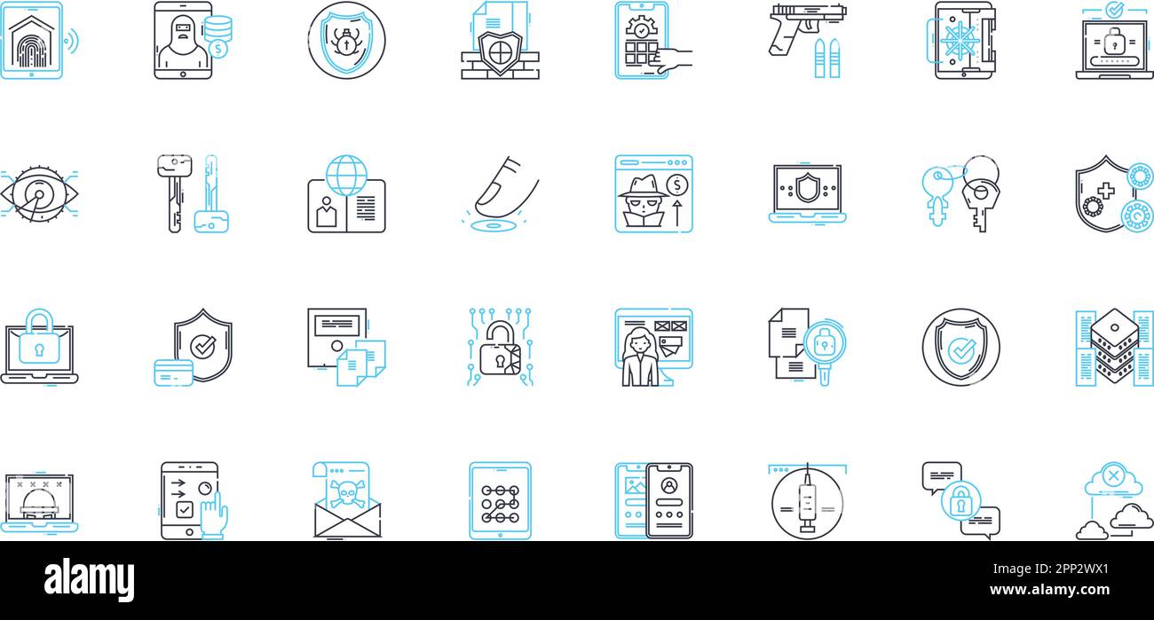 Protection linear icons set. Shield, Armor, Security, Defense, Safety ...